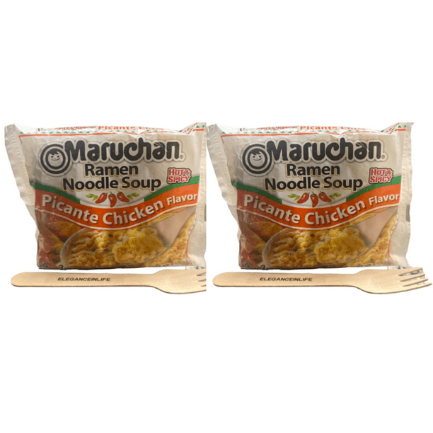 Maruchan Ramen Noodle Soup Picante Chicken Flavor Hot Spicy With One Eleganceinlife fork Pack of ...