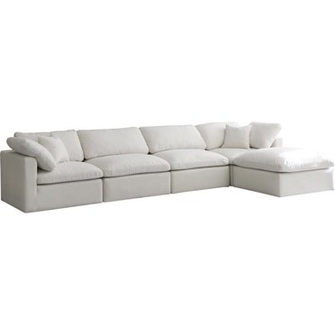 Maklaine Contemporary Velvet Down Filled Modular Sectional Sofa in Cream - Walmart.com