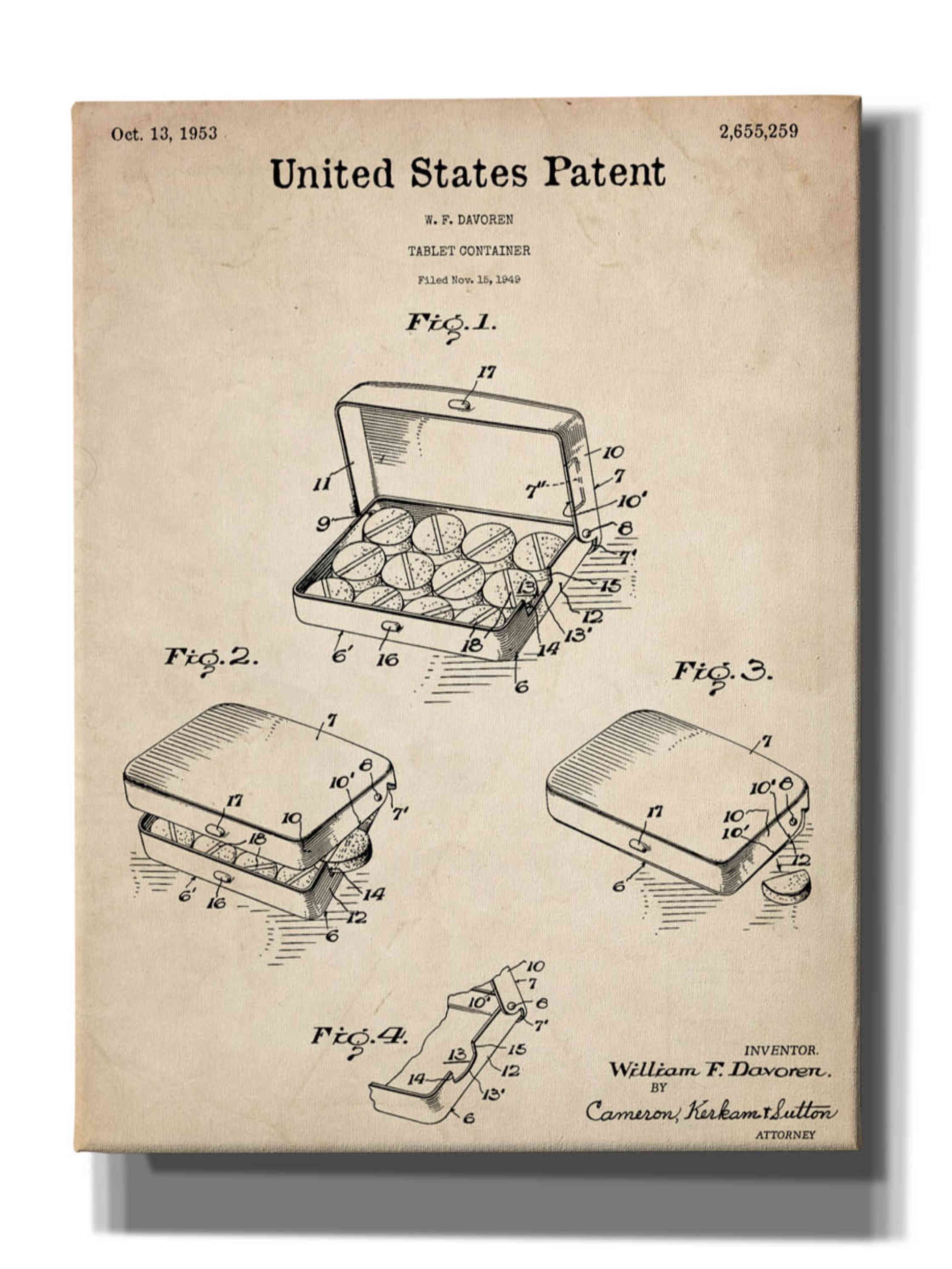 Epic Graffiti 'Pharmacy Tablet Container Blueprint Patent Parchment ...