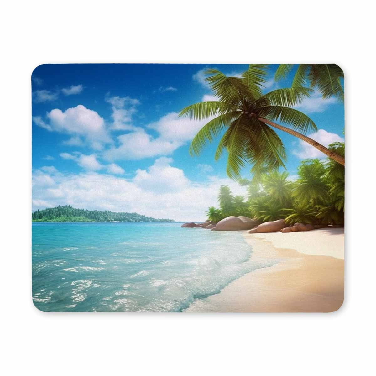 Gaming Mouse Pad Custom,Tropical Palm Tree Mouse Pad Beach Blue Sea Non ...