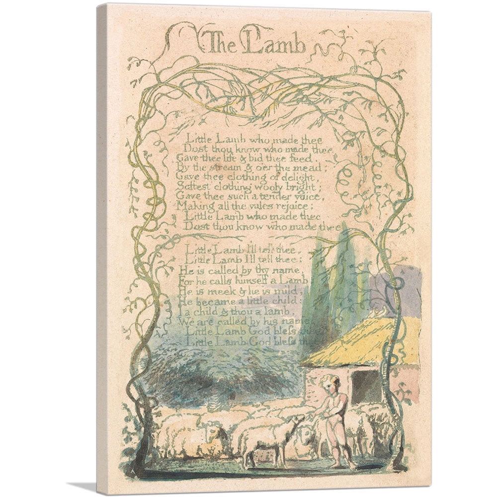 ARTCANVAS Songs of Innocence and of Experience - The Lamb 1789 Canvas ...