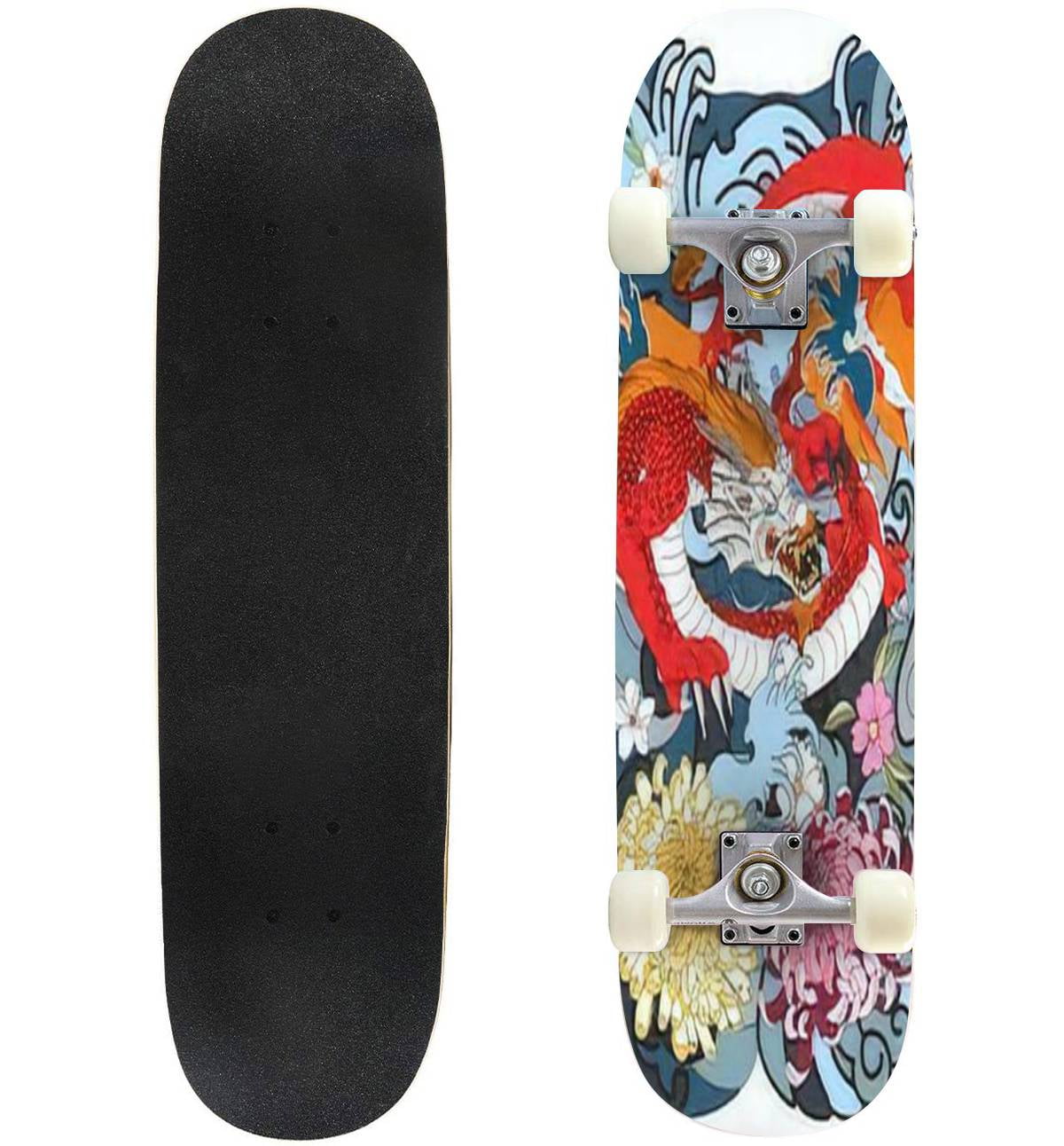 Dragon and Koi fish with peonyChrysanthemumRoseSakura flowerLotus and ...