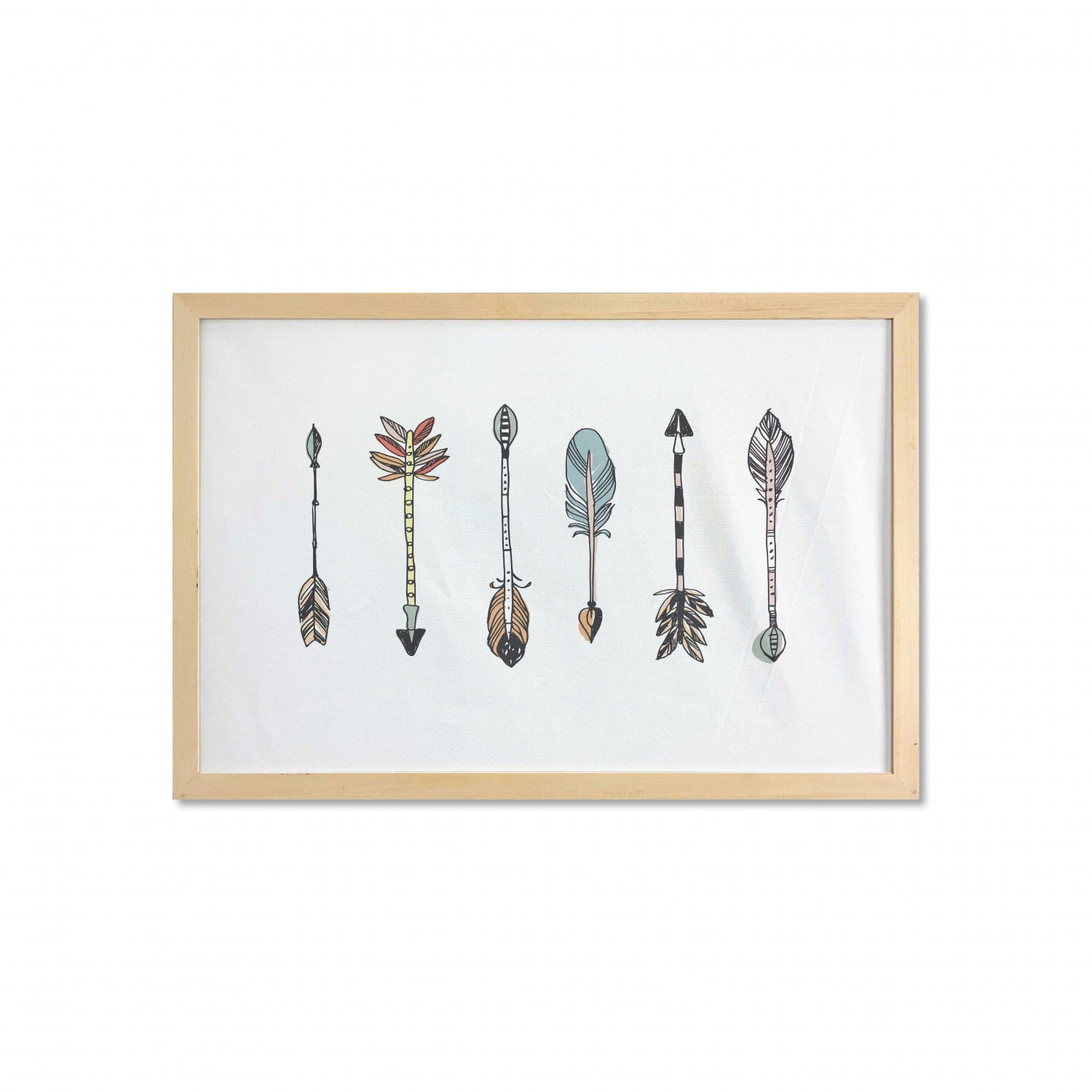 Feather Wall Art with Frame, Prehistoric Hipster Style Long Tribal ...