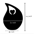 Black Floral Teardrop Cremation Urn for Human Ashes Adult — 200 Cu In ...