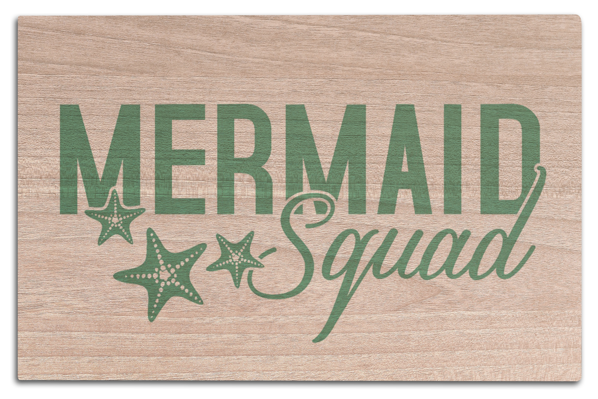 Mermaid Squad, Seafoam Green Text Birch Wood Wall Sign (12x18 Rustic ...
