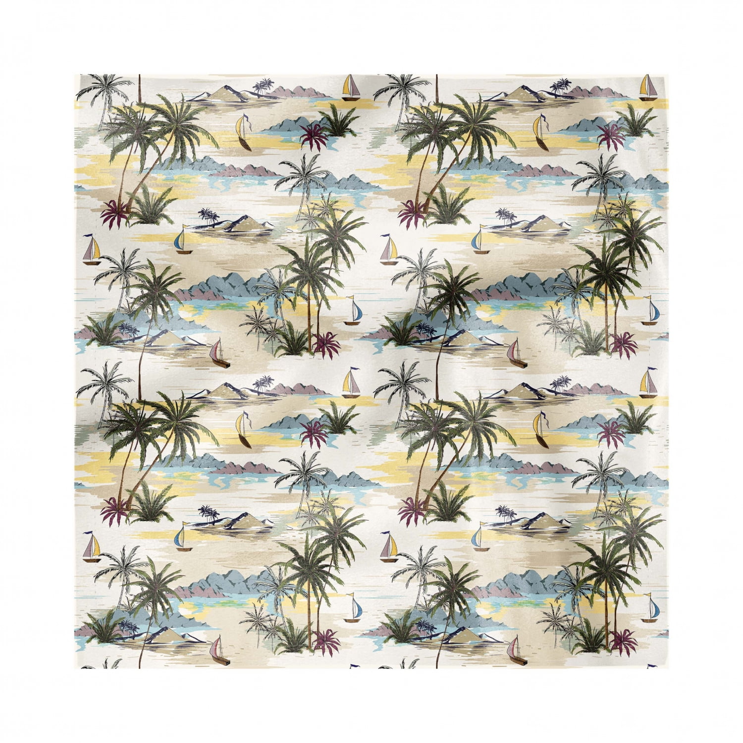 Tropical Decorative Satin Napkins Set of 4, Hand Drawn Pastel Hawaiian ...