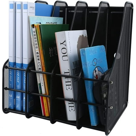 Mesh Desk Organiser Magazine File Rack Holder, 4 Compartments Metal ...