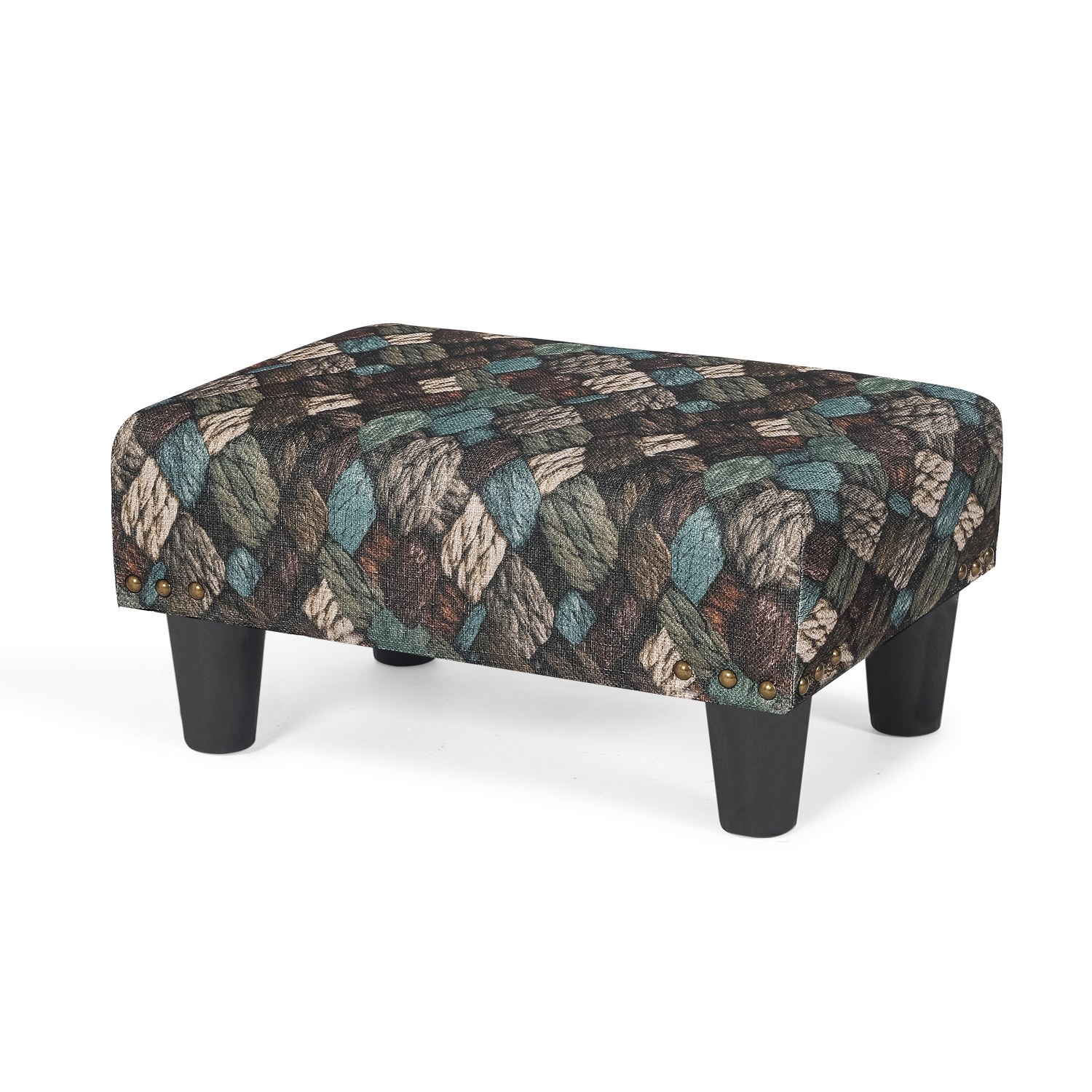 Joveco Rectangle Fabric Ottoman Foot Rest Stool Multicolor 16.3"L x 11. ...