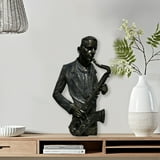 Saxophone Player Statue Sculpture in Patina Black Finish by Urban Port ...