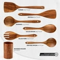 Zulay Kitchen Premium 7 Piece Wooden Spoons with Holder - Smooth Finish ...