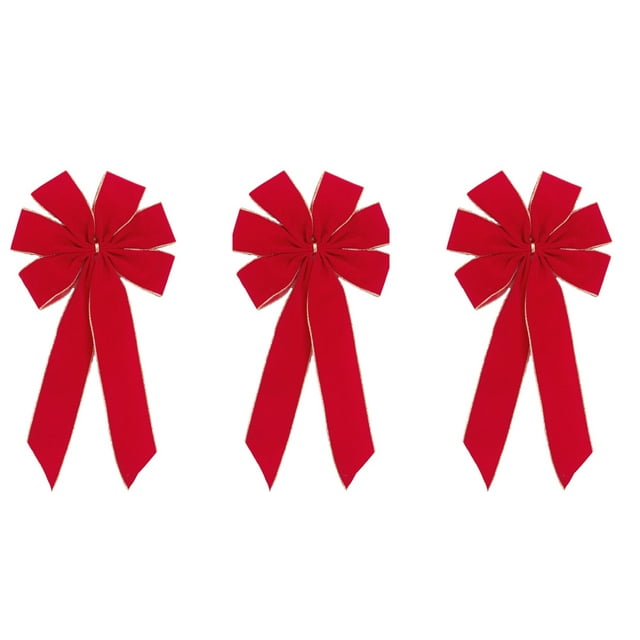 Red Velvet Outdoor Christmas Bows By Independence Bunting 3 Pack 6