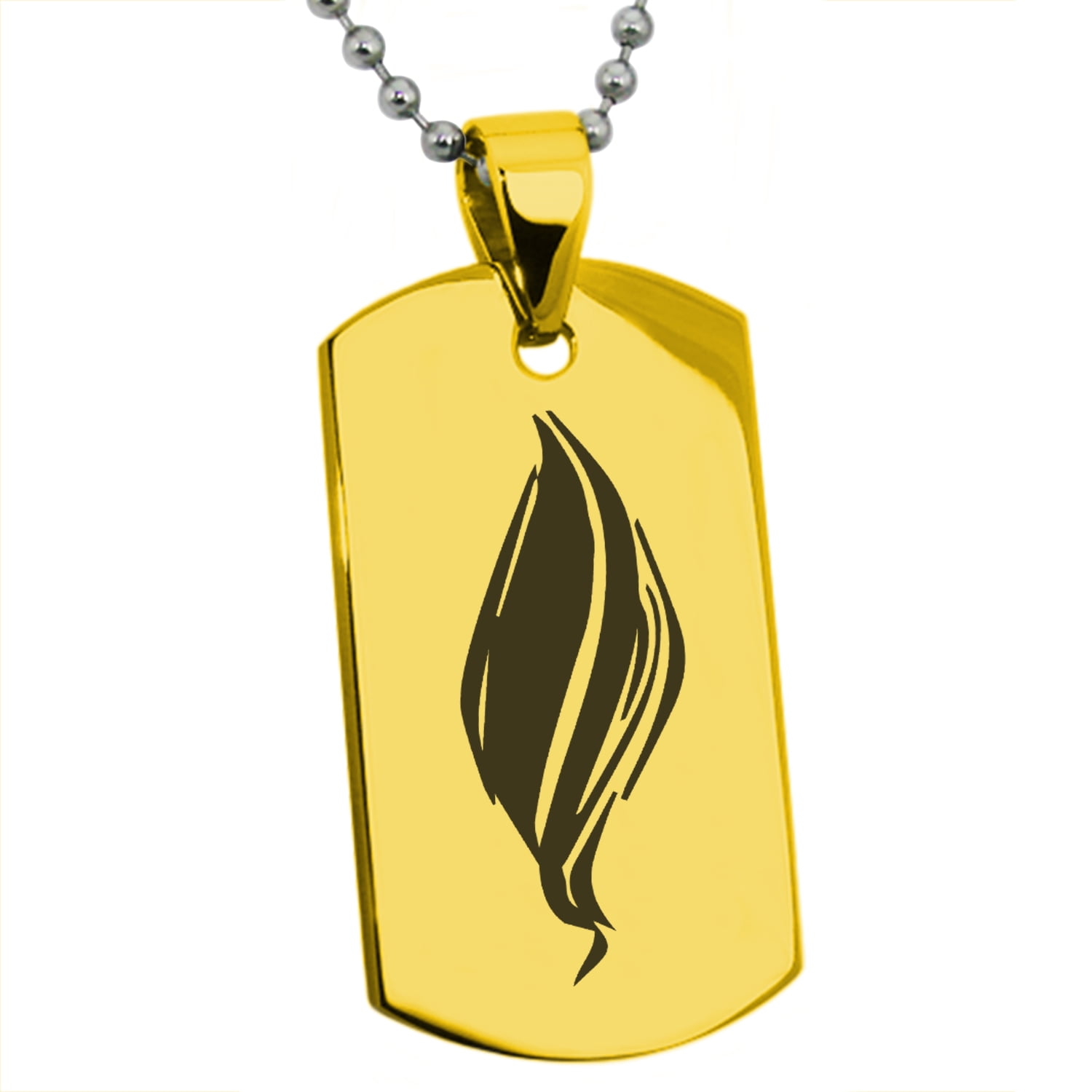 Stainless Steel Elemental Fire Nation Engraved Dog Tag Pendant Necklace ...