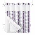 Abstract Purple Gray Wavy Stripes No Hook Shower Curtain with Snap in ...