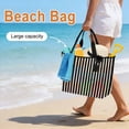 Black Striped Beach Bag for Women, Large Breathable Mesh Beach Tote Bag ...