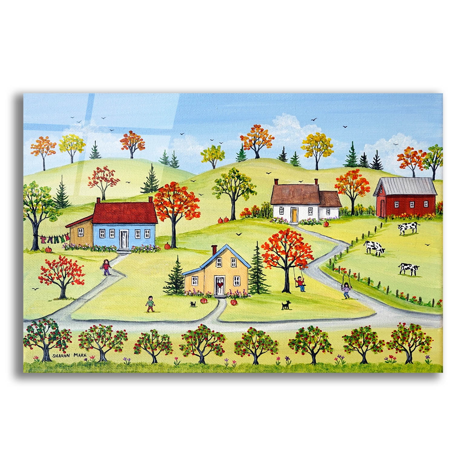 Epic Art 'Appleville' by Sharon Mark, Acrylic Glass Wall Art, 24"x16 ...