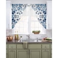 Blue Eucalyptus Leaves Swag Valances for Windows, Farmhouse Botanical ...