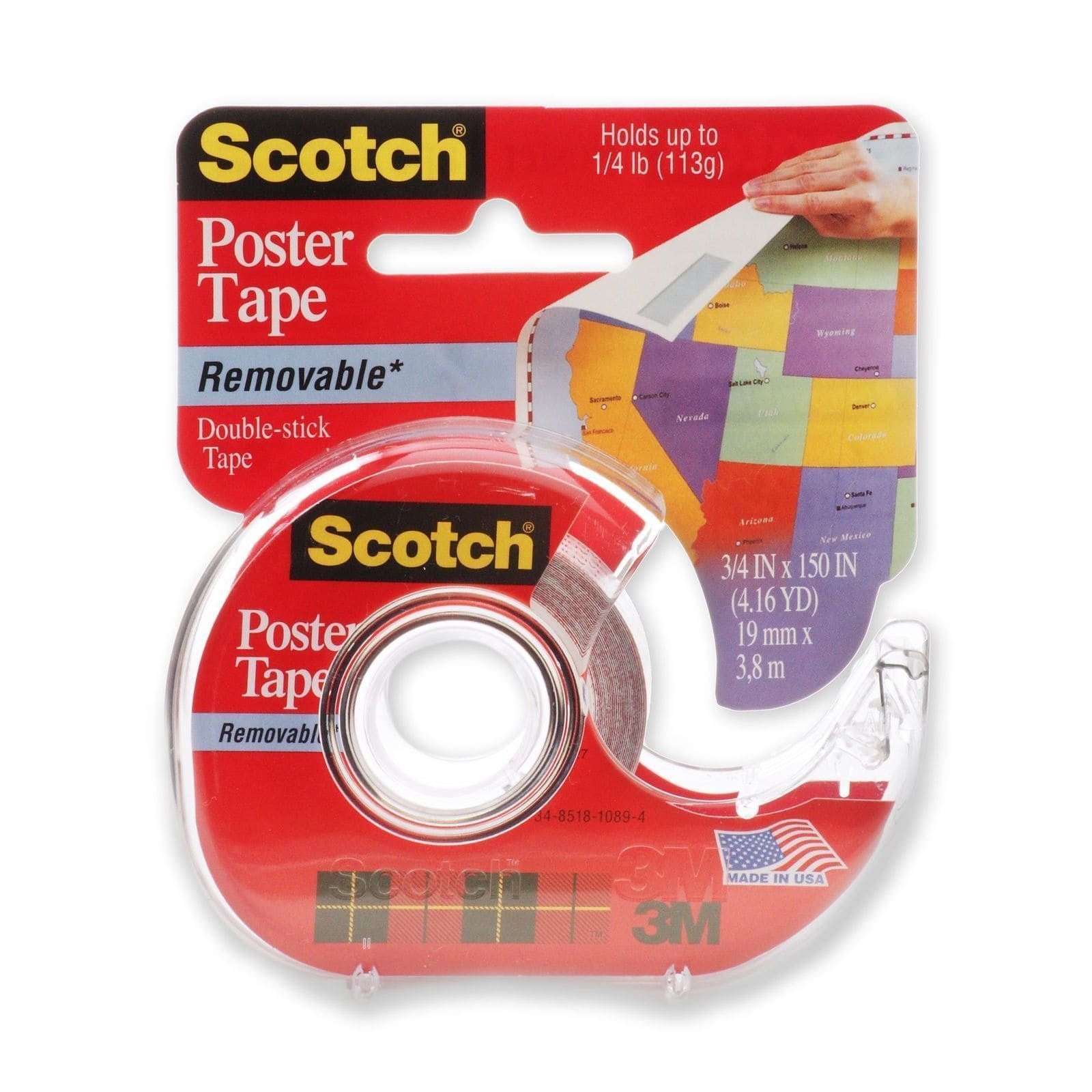 3M Scotch Poster Tape Removable (Pack of 4) - Walmart.com