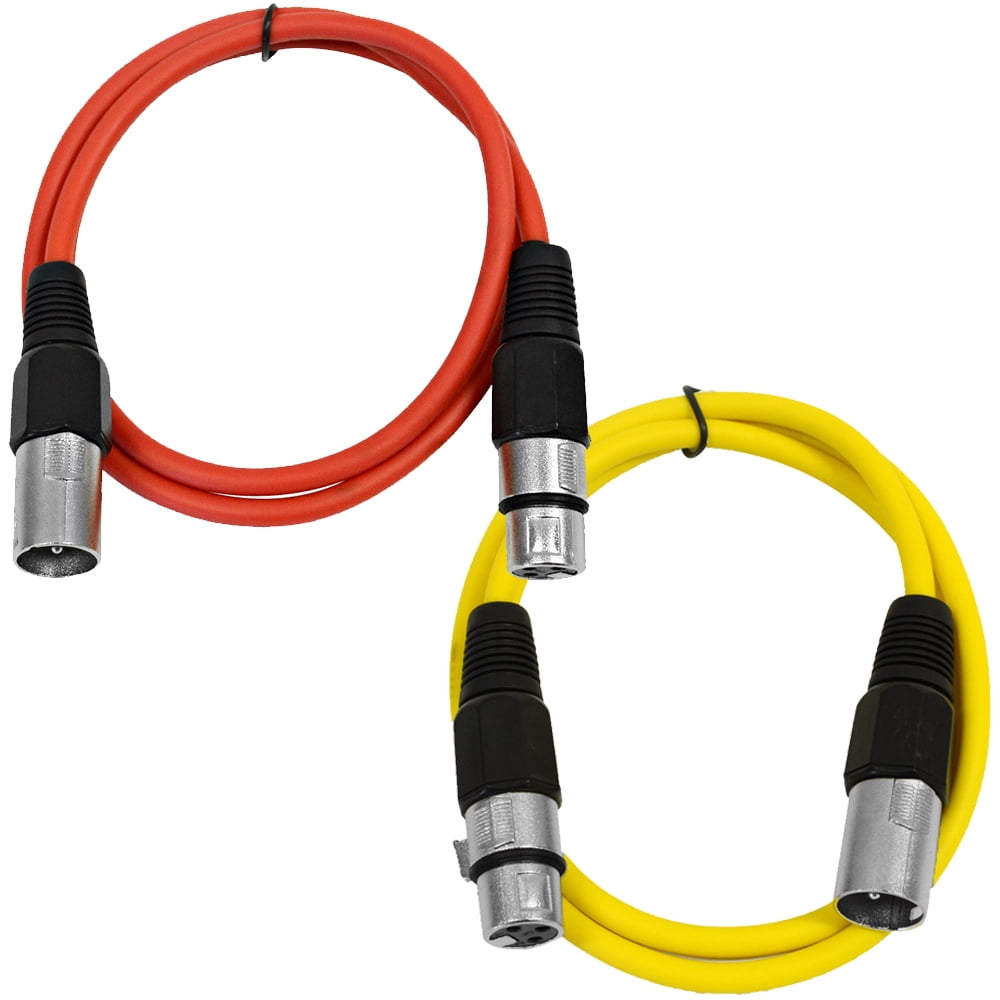 Seismic Audio 2 Pack of XLR Patch Cables 2 Feet Extension Cords Jumper ...
