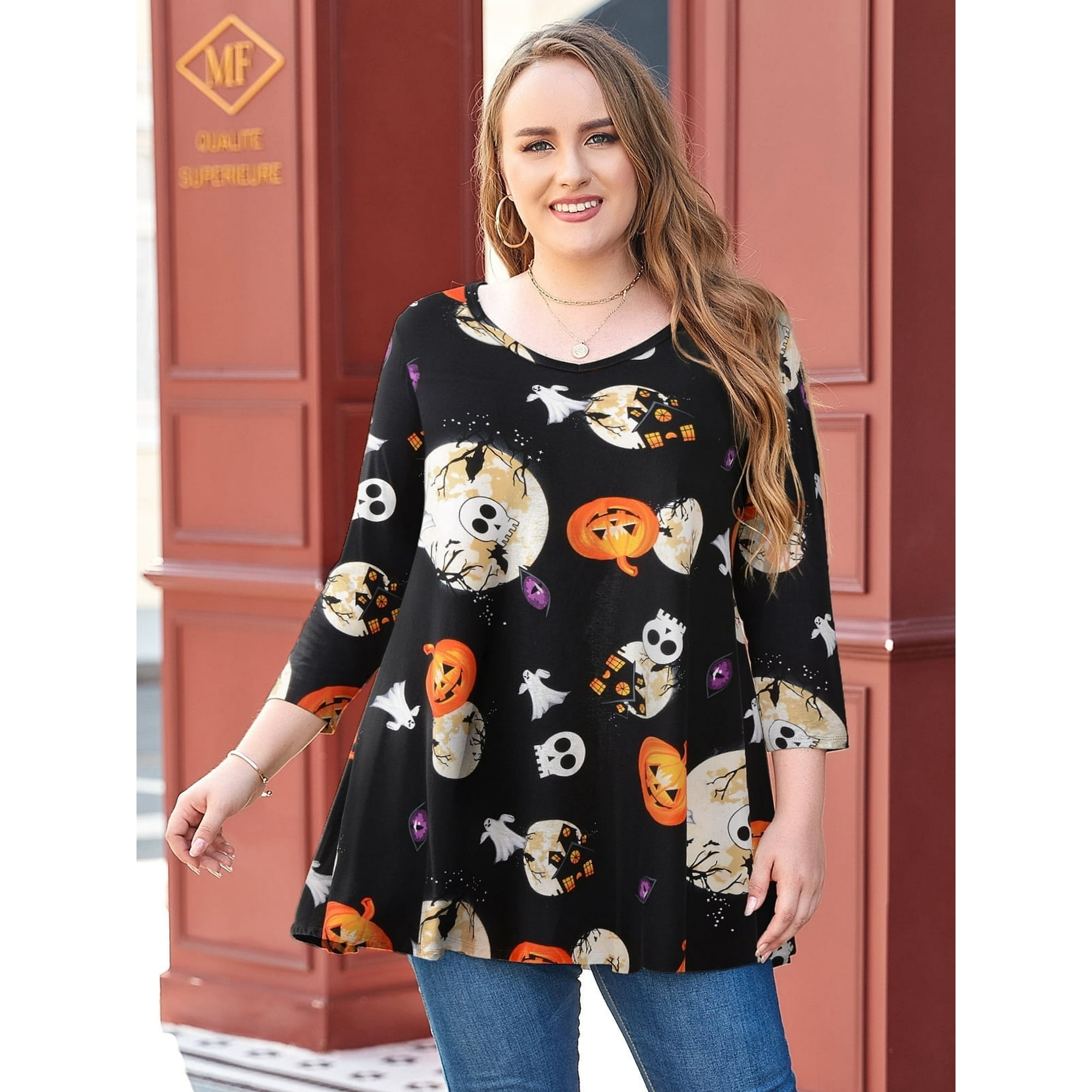 Click here for Larace Halloween Plus Size Tunic For Women 3/4 Sle... prices