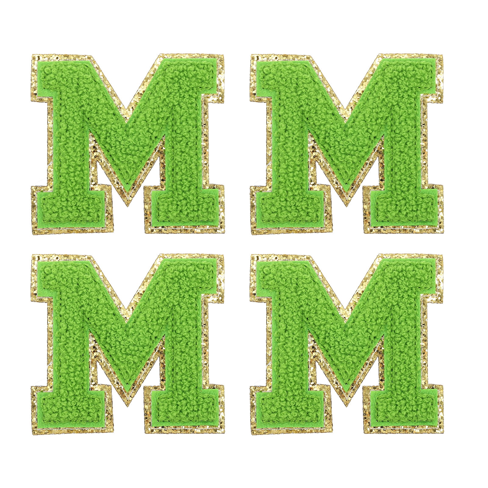4uds Chenille Letra Parches Termoadhesivos Letra Parches Verde M ...