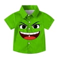 Boys Graphic Print Short Sleeve Button Down Shirt - Funny Cartoon Face ...