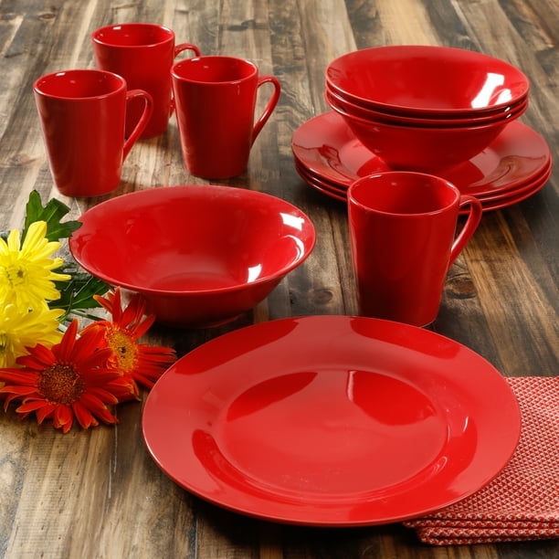 Gibson Home Branfield 12-Piece Red Dinnerware Set - Walmart.com ...
