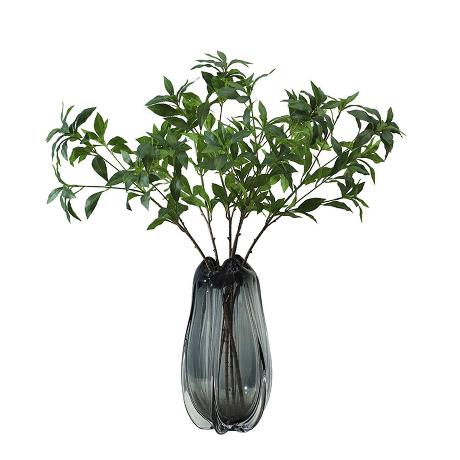 Artificial Greenery Stems Plants 33 Inch Fake Green 4 Branches Leaf for ...