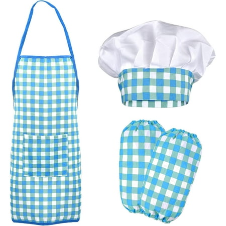 Doryum Kids Apron Set, Kids Chef Apron Set with Hat and Oversleeve ...