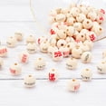 100Pcs Printed Natural Wood European Beads Undyed Large Hole Beads ...