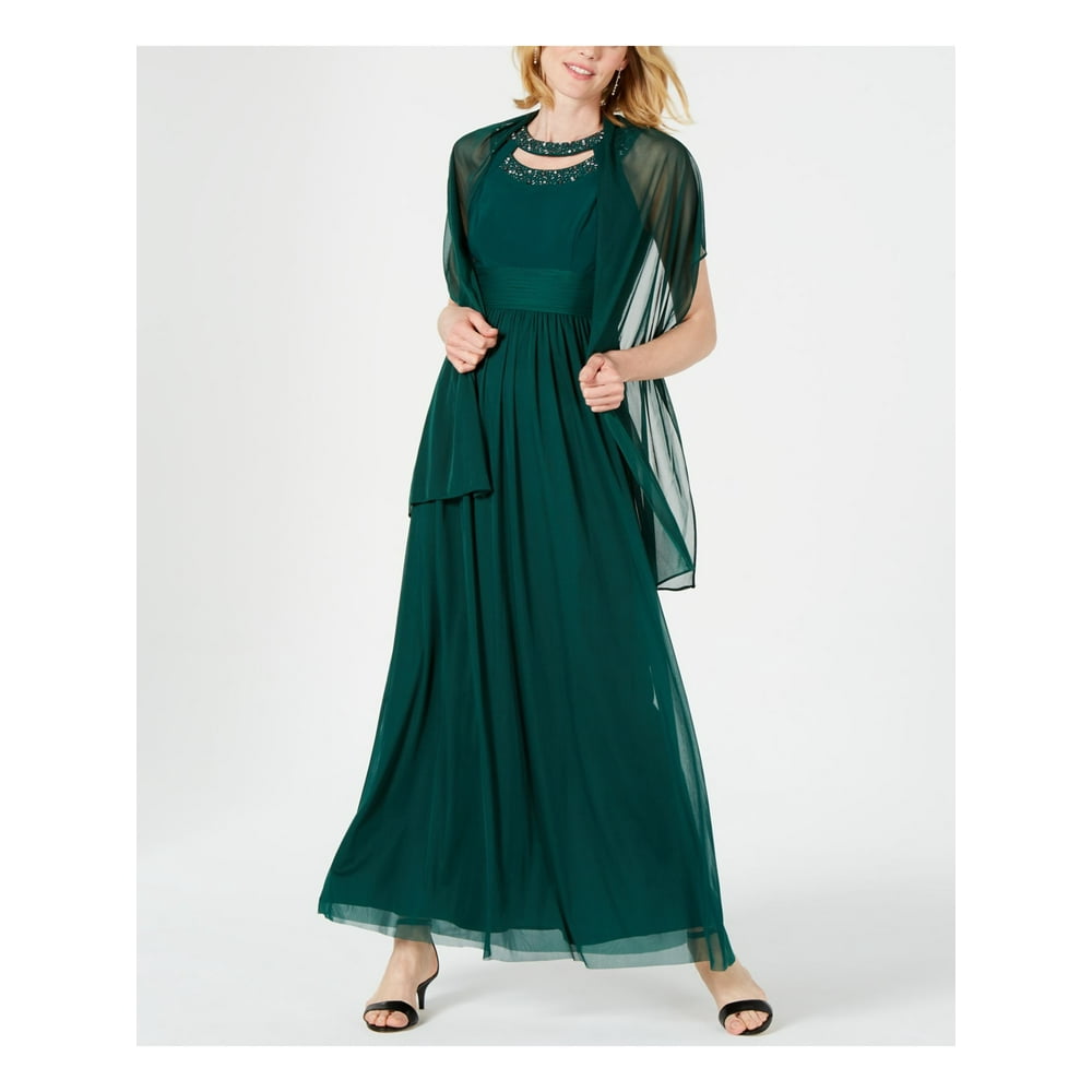 Jessica Howard Jessica Howard Womens Green Sleeveless Jewel Neck Maxi