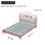 LovingAHome Upholstered Princess Bed with PU Leather Headboard Queen ...