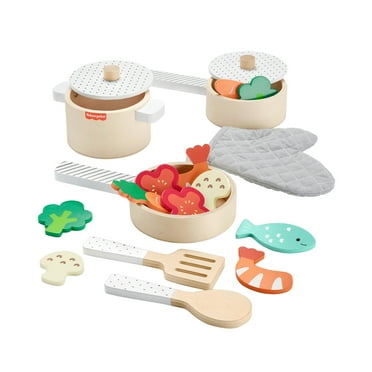 Fisher-Price Wooden Picnic Basket and Food Pretend Play Set for ...