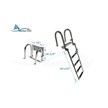 winibo Heavy Duty Boat Telescopic 4 Step Ladder,Stainless Steel Swim ...