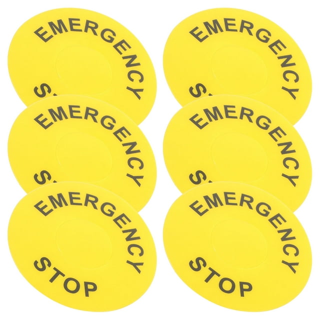 GOOHOCHY 6Pcs Emergency Stop Warning Decals Yellow PVC Push Button ...