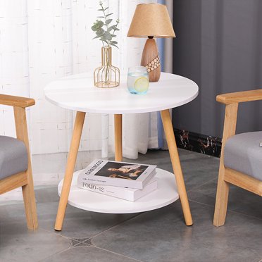 DecorTech Round End Table with Bluetooth Speaker and USB Charging Port ...