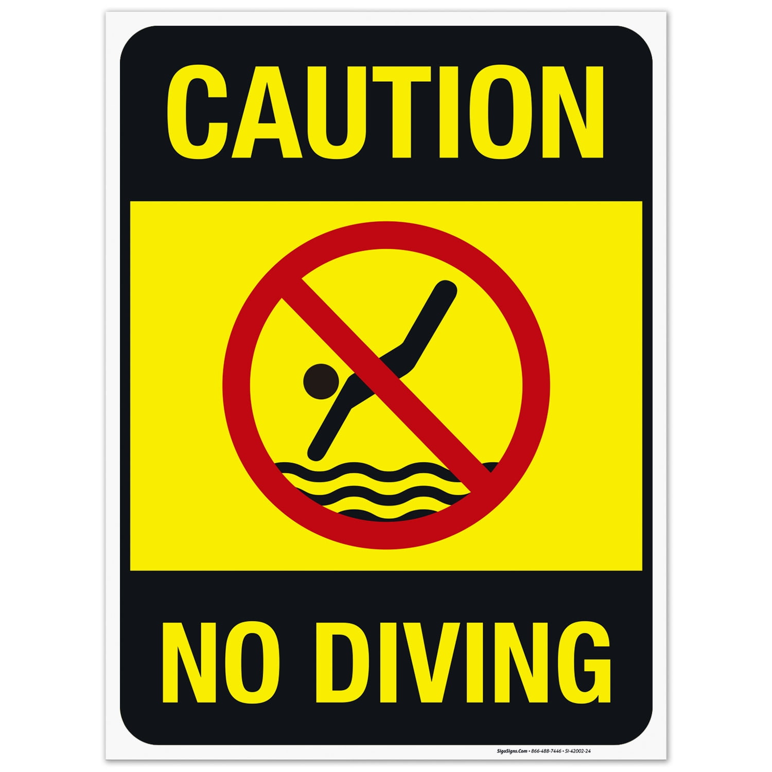 Pool Sign, Caution No Diving Sign, - Walmart.com