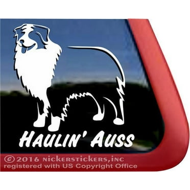 Haulin' Auss | Jumping Australian Shepherd Vinyl Adhesive Dog Window ...