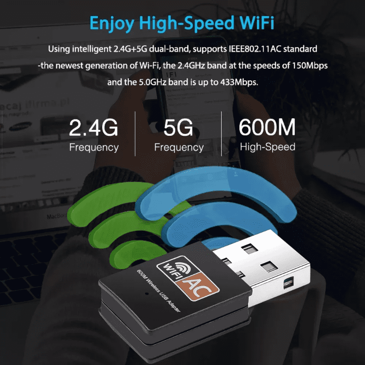 Buy Bkuxy 600Mbps Dual Band Free Driver Usb Wifi Adapter Dongle Network ...