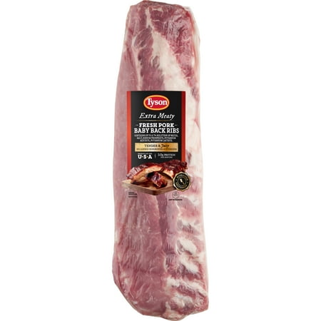 Tyson Tender & Juicy Extra Meaty Fresh Pork Baby Back Ribs, 2.9 - 4.0 ...