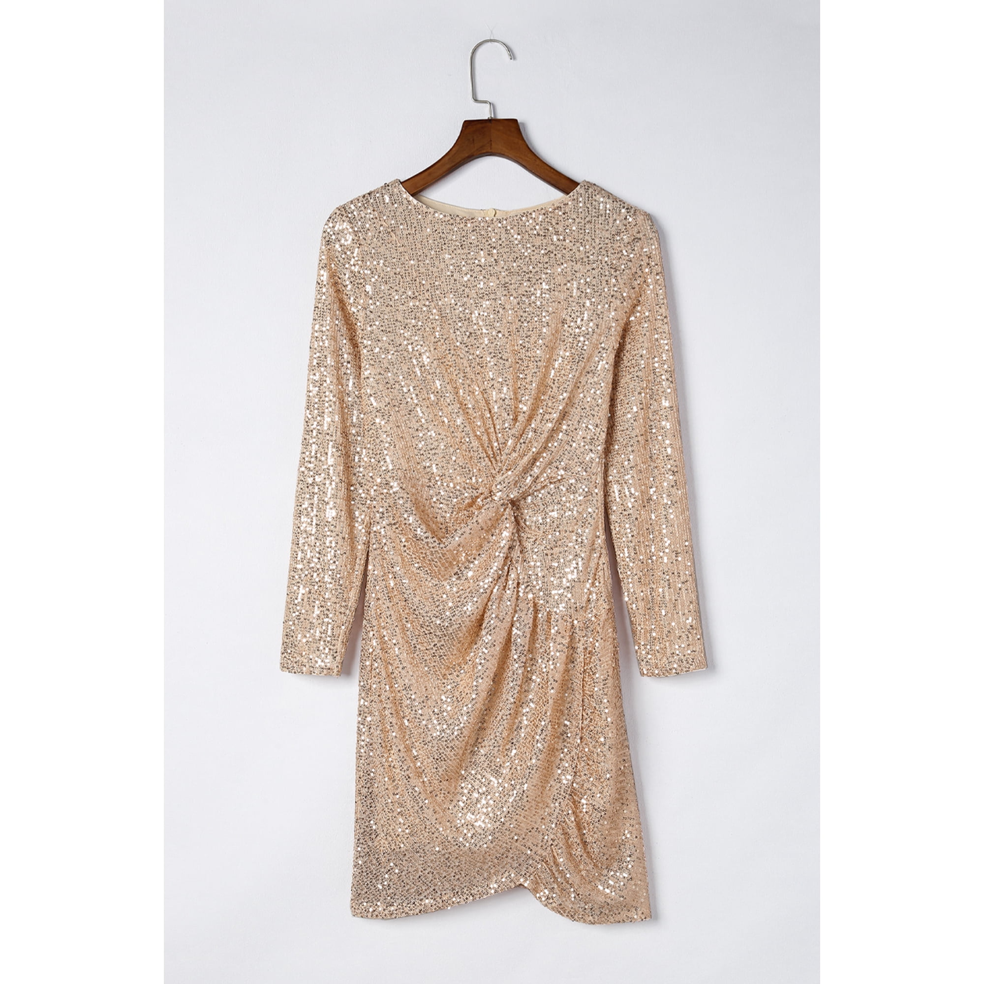 Click here for Poglip Womens Apricot Knot Pack Hip Sequin Dress prices