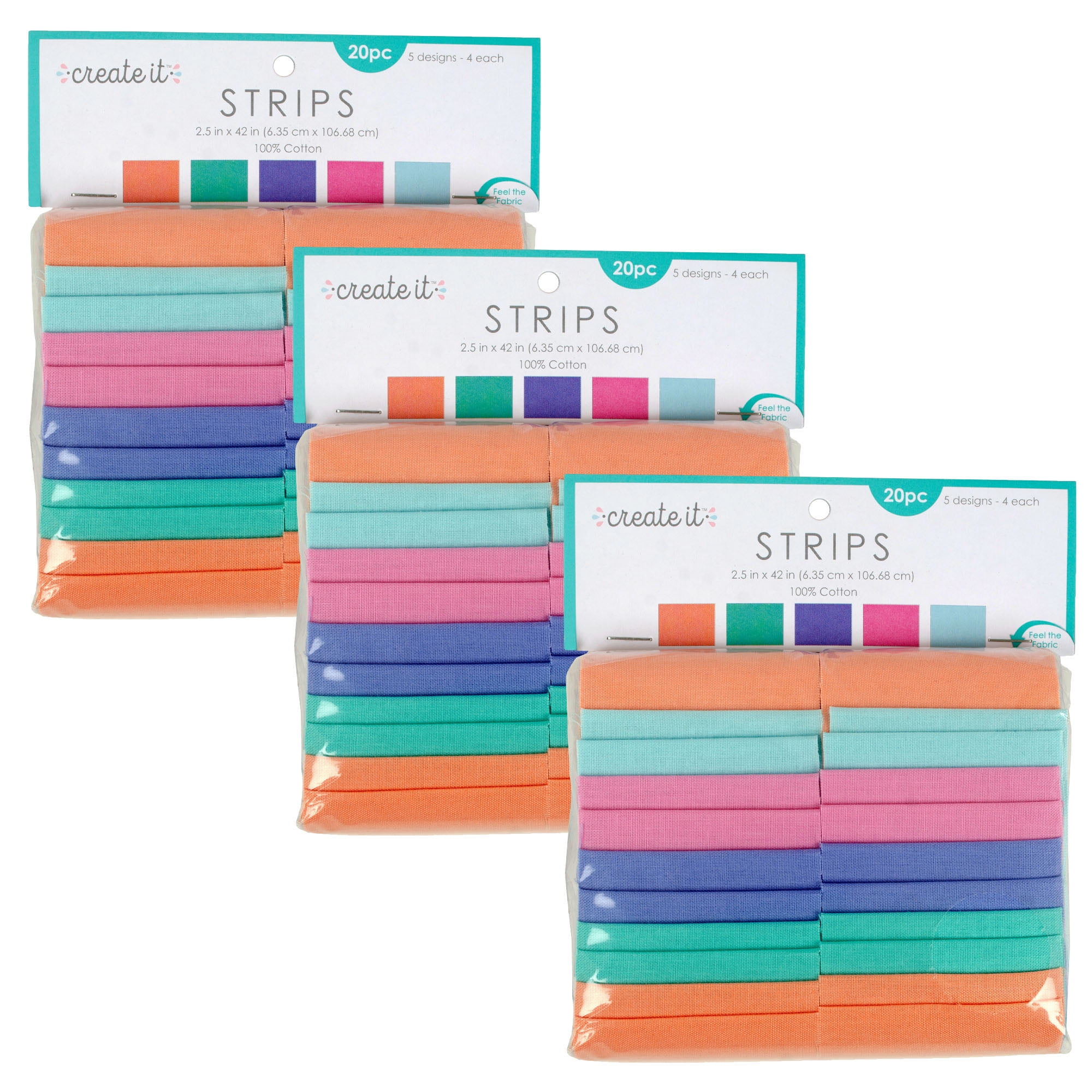 Create It 2.5"X42" 100% Cotton Pastel Solid Precut Sewing & Craft ...