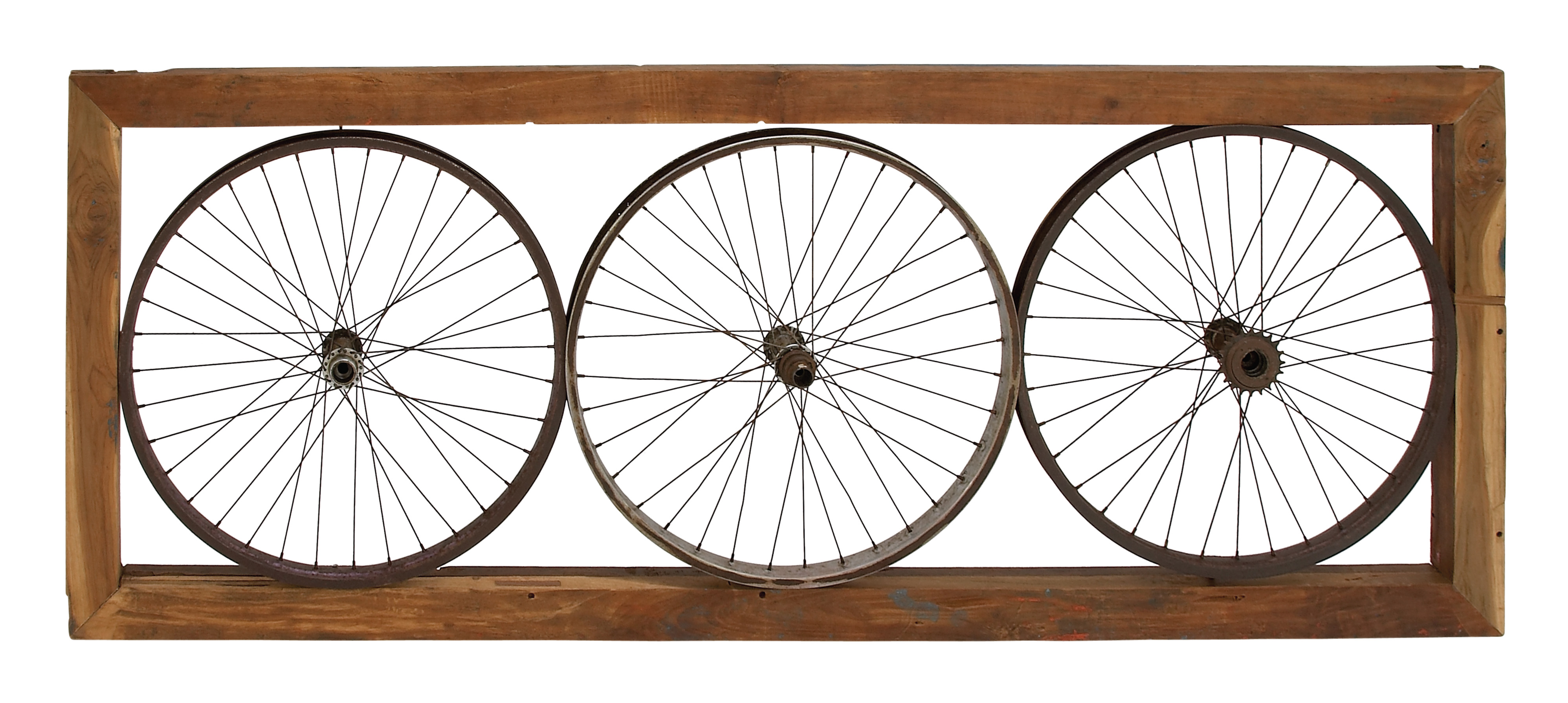 Industrial 29 X 72 Inch Distressed Rectangular Wheels Wall Decor ...