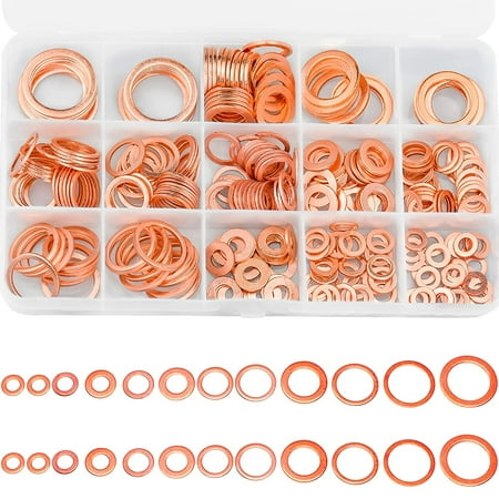 280 Pieces Copper Washer, Copper Flat Washers Assortment Set M5 M6 M8 ...