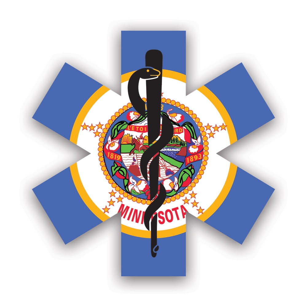 Minnesota Star of Life Flag Sticker Decal - Self Adhesive Vinyl ...