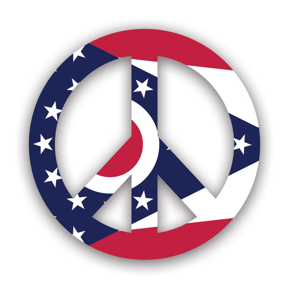 Ohio Flag Peace Symbol Sticker Decal - Self Adhesive Vinyl ...