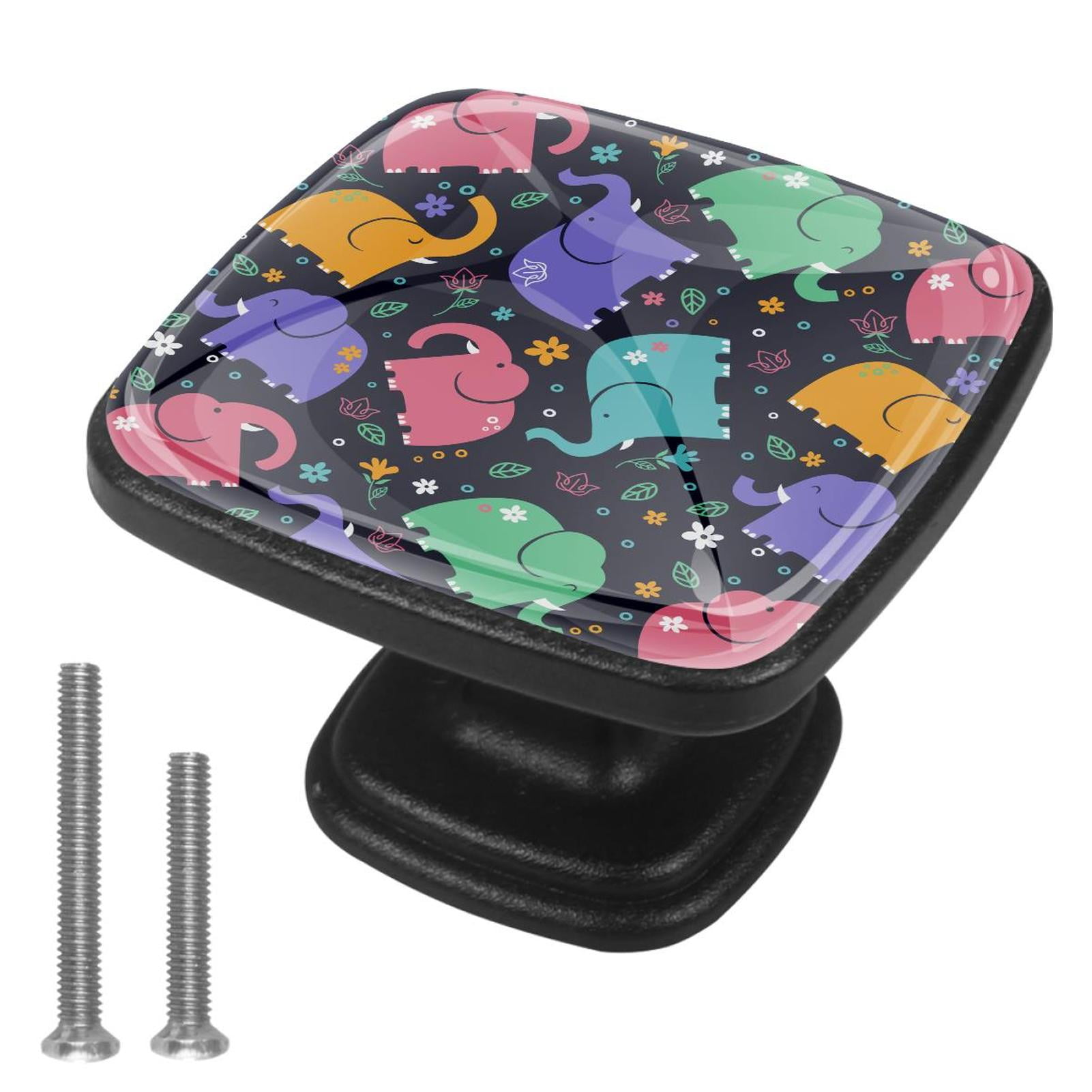 4 Pcs Cabinet Handle Drawer Pulls Elephant Knobs with Screws Square ...