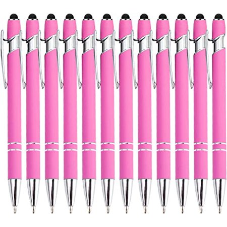12 Pieces Pink Ballpoint Pen with Stylus Tip, 2 in 1 Stylus Stylish Pen ...