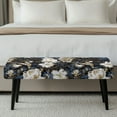 Jiueut White Peony Flower Pattern Dining Bench Cover, Stain Resistant ...