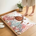 Brown Sea Turtles Door Mat Summer Ocean Marine Life Red Corals Shells ...