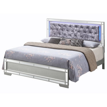 Passion Furniture PF-G8105A-QB Hollywood Hills Silver Champagne Queen ...